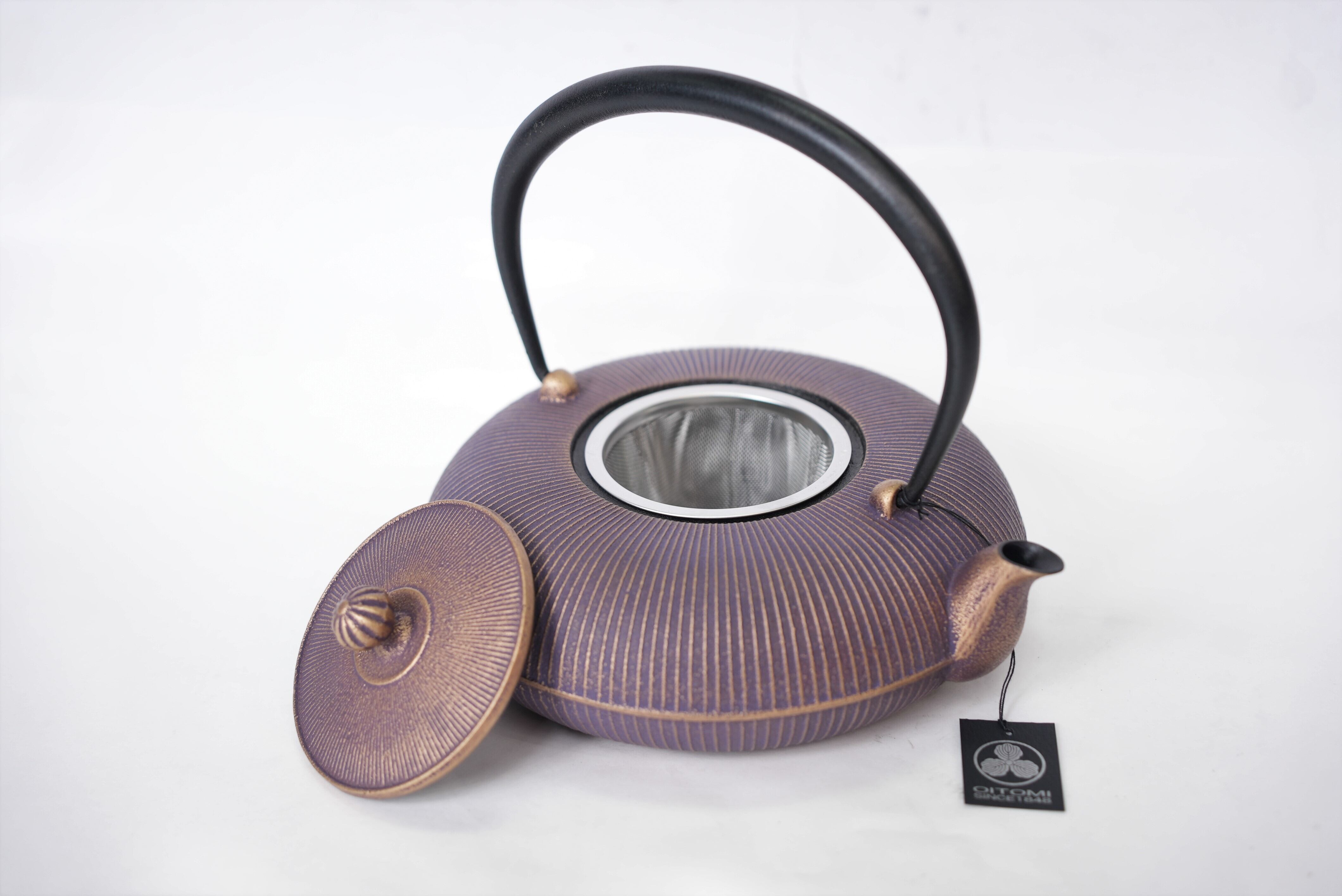 2-in-1 Cast iron kettle and teapot type, TATEME, gold&purple, 0.8L, Authentic Japanese Nambu ...