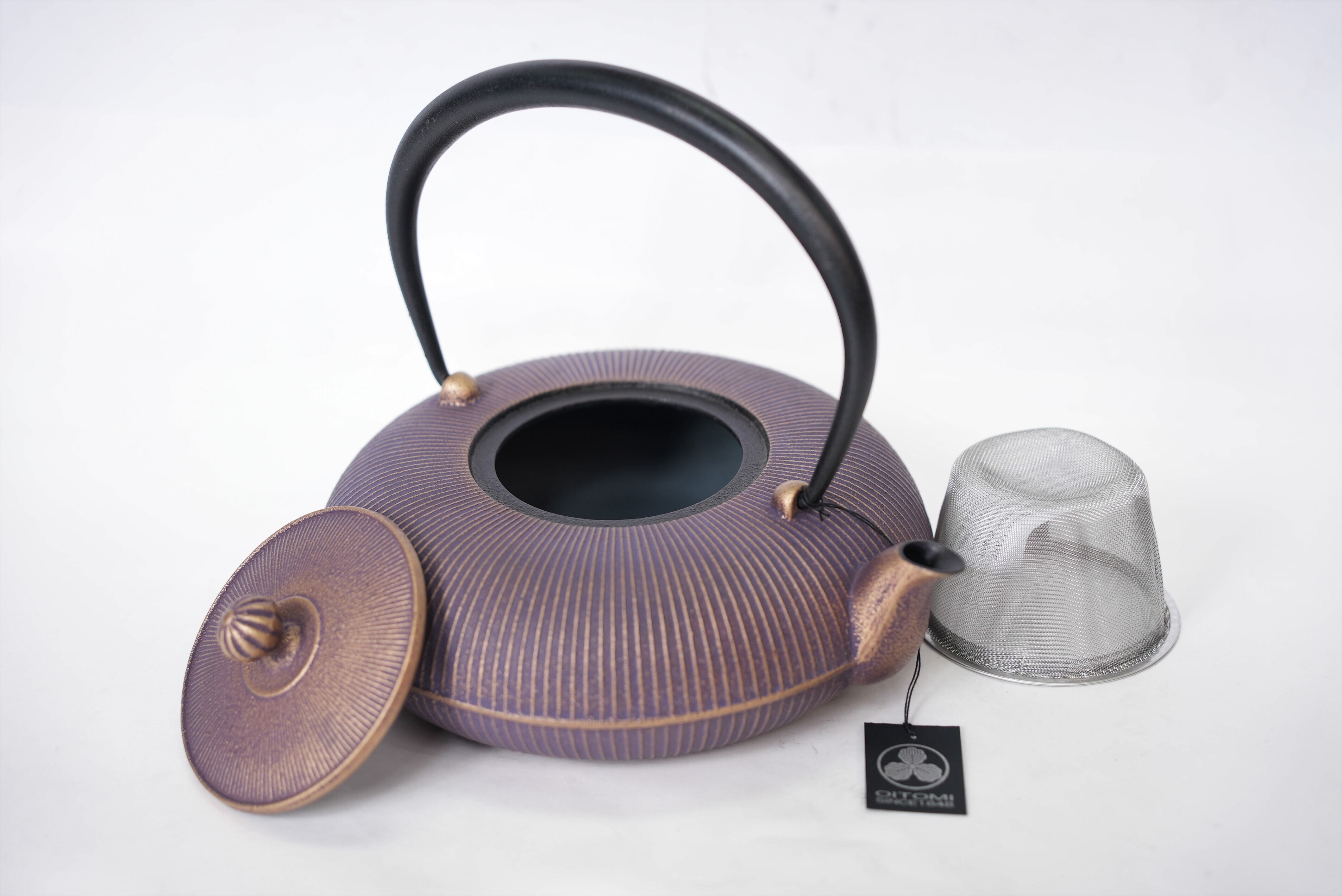 2-in-1 Cast iron kettle and teapot type, TATEME, gold&purple, 0.8L, Authentic Japanese Nambu ...
